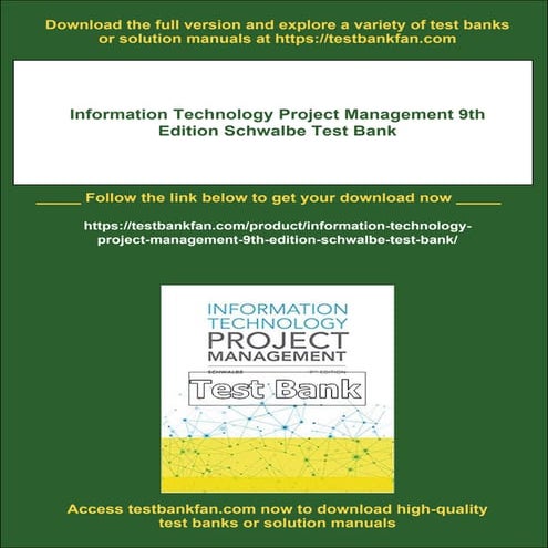 Information Technology Project Management 9th Edition Schwalbe Test ...