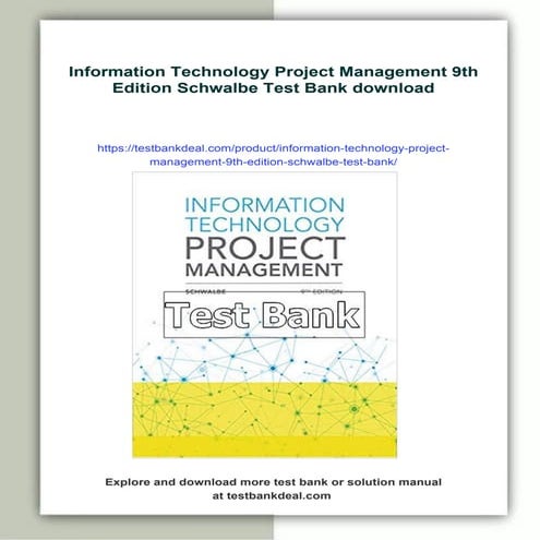 Information Technology Project Management 9th Edition Schwalbe Test ...
