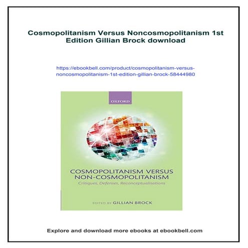 Cosmopolitanism Versus Noncosmopolitanism 1st Edition Gillian Brock | PDF