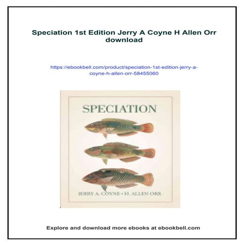 Speciation 1st Edition Jerry A Coyne H Allen Orr | PDF