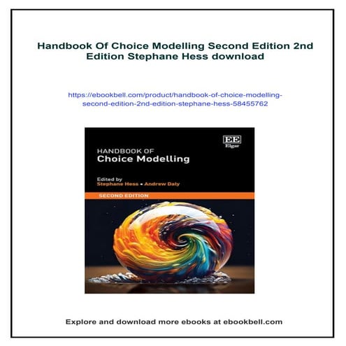 Handbook Of Choice Modelling Second Edition 2nd Edition Stephane Hess | PDF