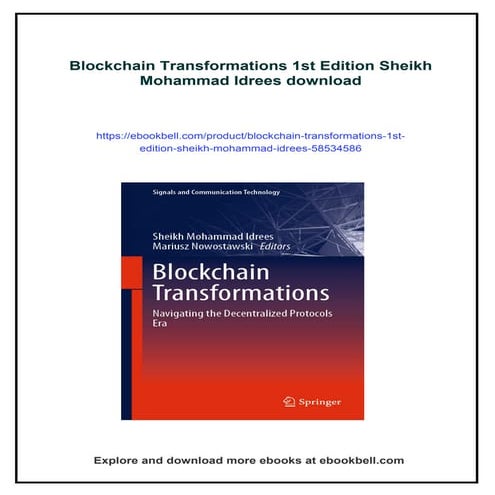 Blockchain Transformations 1st Edition Sheikh Mohammad Idrees | PDF