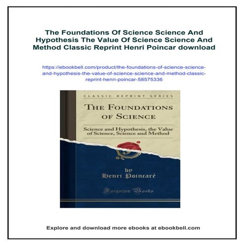 The Foundations Of Science Science And Hypothesis The Value Of Science ...