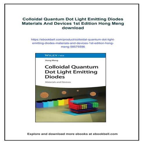 Colloidal Quantum Dot Light Emitting Diodes Materials And Devices 1st Edition Hong Meng | PDF