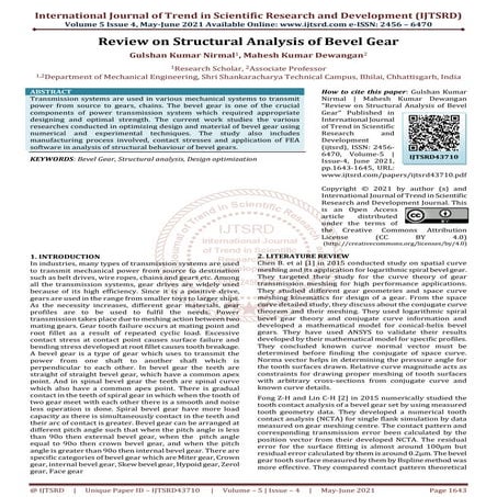 Review on Structural Analysis of Bevel Gear | PDF | Sports Equipment | Sports