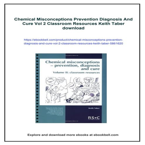 Chemical Misconceptions Prevention Diagnosis And Cure Vol 2 Classroom Resources Keith Taber | PDF