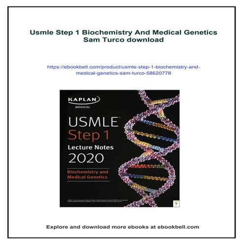 Usmle Step 1 Biochemistry And Medical Genetics Sam Turco | PDF