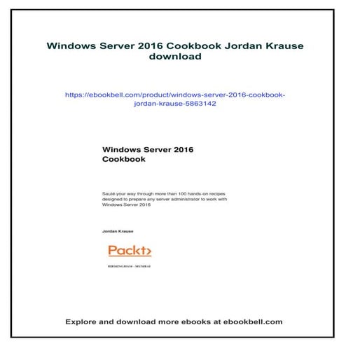 Windows Server 2016 Cookbook Jordan Krause | PDF