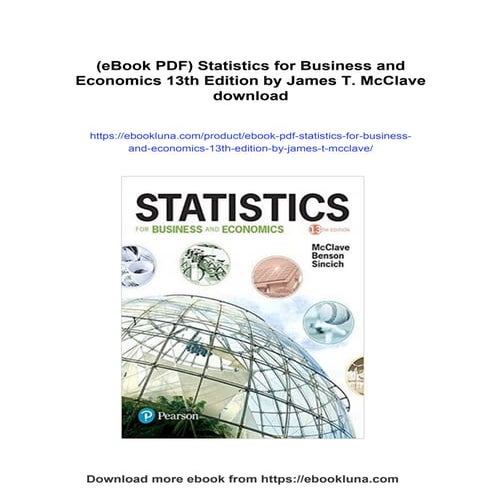(eBook PDF) Statistics for Business and Economics 13th Edition by James T. McClave | PDF