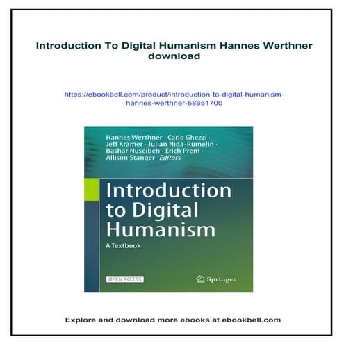 Introduction To Digital Humanism Hannes Werthner | PDF