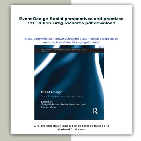 Event Design Social perspectives and practices 1st Edition Greg ...
