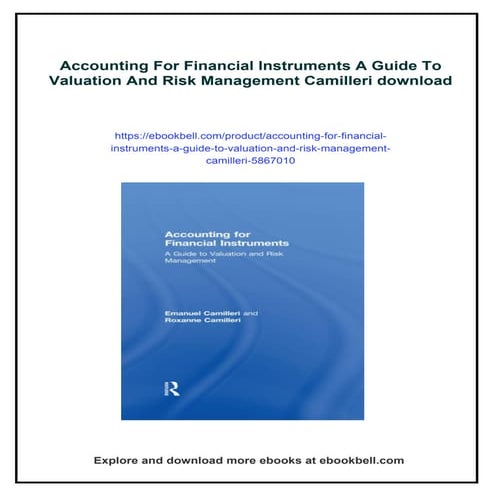 Accounting For Financial Instruments A Guide To Valuation And Risk ...
