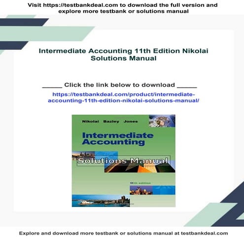 Intermediate Accounting 11th Edition Nikolai Solutions Manual | PDF