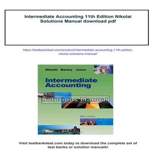 Intermediate Accounting 11th Edition Nikolai Solutions Manual | PDF