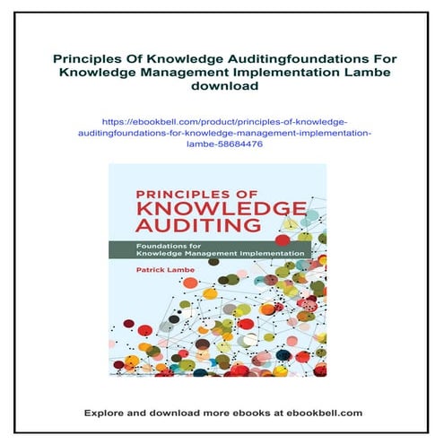 Principles Of Knowledge Auditingfoundations For Knowledge Management Implementation Lambe | PDF
