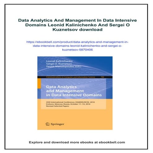 Data Analytics And Management In Data Intensive Domains Leonid Kalinichenko And Sergei O ...