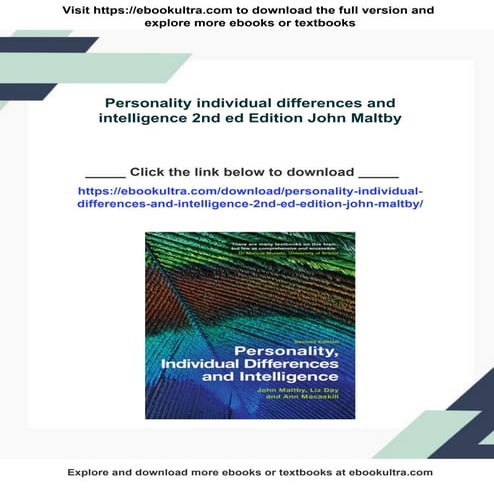 Personality individual differences and intelligence 2nd ed Edition John Maltby | PDF