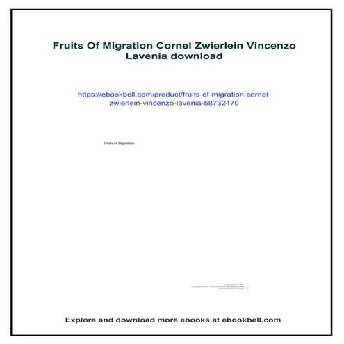 Fruits Of Migration Cornel Zwierlein Vincenzo Lavenia | PDF