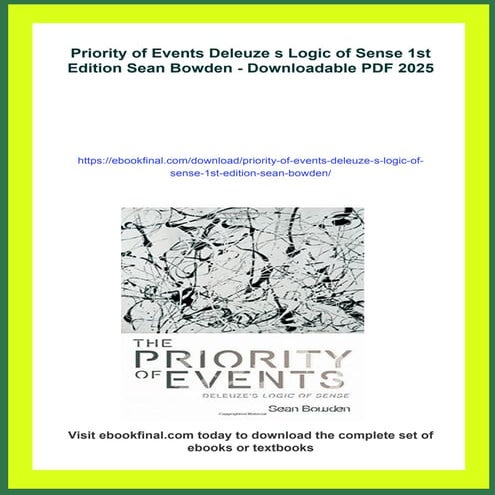 Priority of Events Deleuze s Logic of Sense 1st Edition Sean Bowden | PDF