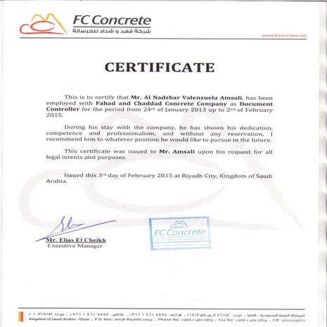 FC Certificate of Employee | PDF