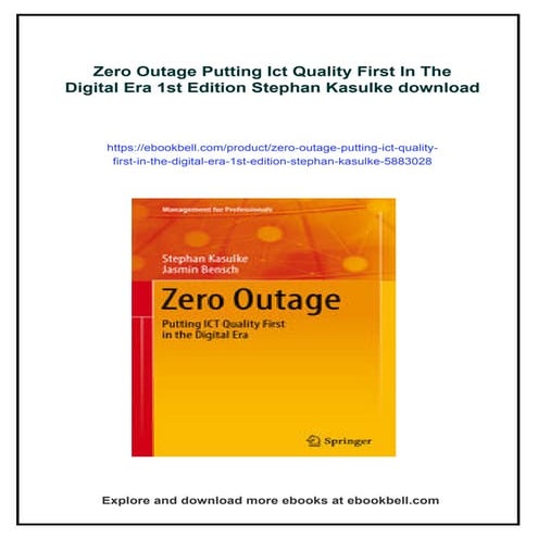 Zero Outage Putting Ict Quality First In The Digital Era 1st Edition ...