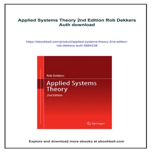 Applied Systems Theory 2nd Edition Rob Dekkers Auth | PDF