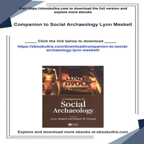 Companion to Social Archaeology Lynn Meskell | PDF