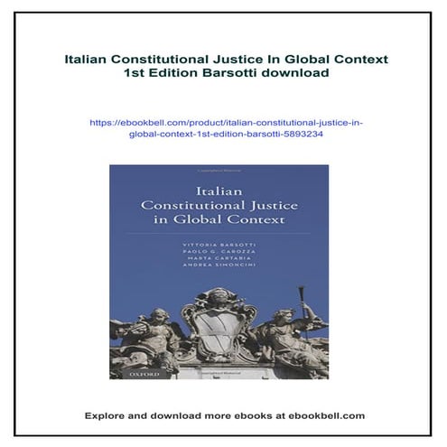 Italian Constitutional Justice In Global Context 1st Edition Barsotti | PDF