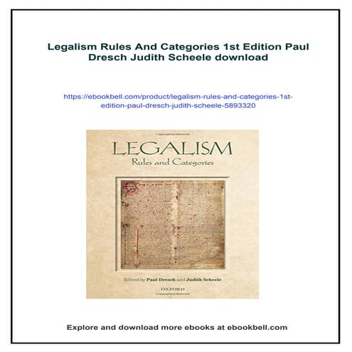 Legalism Rules And Categories 1st Edition Paul Dresch Judith Scheele | PDF