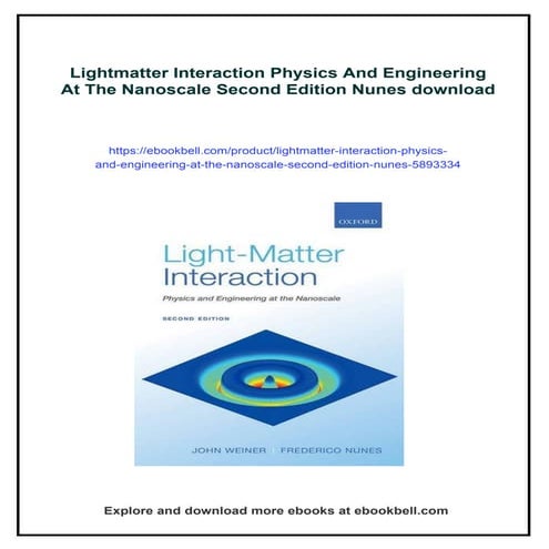 Lightmatter Interaction Physics And Engineering At The Nanoscale Second ...