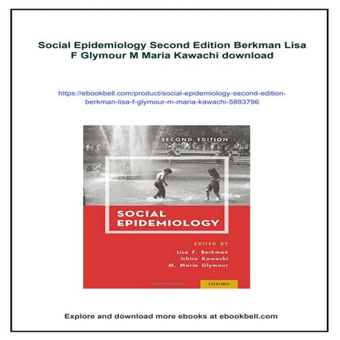Social Epidemiology Second Edition Berkman Lisa F Glymour M Maria ...