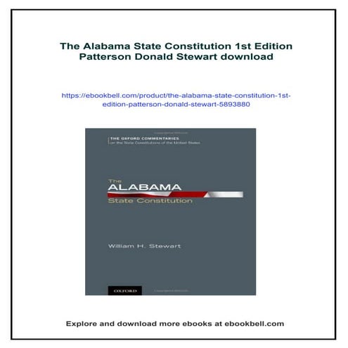 The Alabama State Constitution 1st Edition Patterson Donald Stewart | PDF