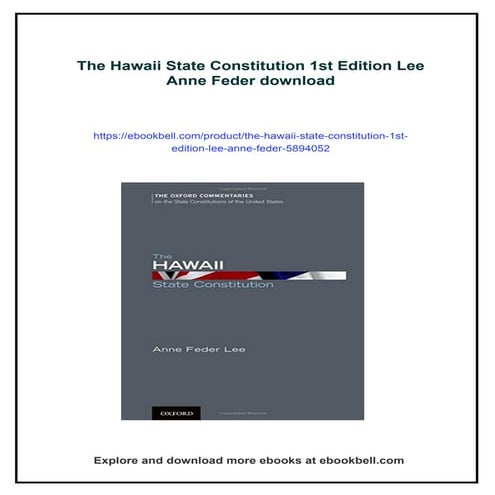 The Hawaii State Constitution 1st Edition Lee Anne Feder | PDF