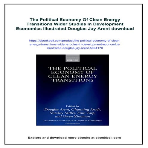 The Political Economy Of Clean Energy Transitions Wider Studies In ...