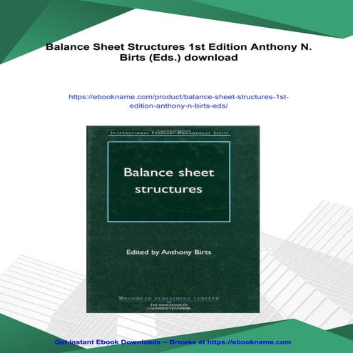 Balance Sheet Structures 1st Edition Anthony N. Birts (Eds.) | PDF