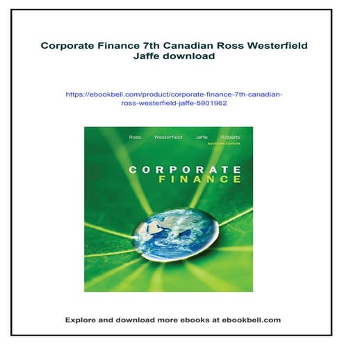 Corporate Finance 7th Canadian Ross Westerfield Jaffe | PDF