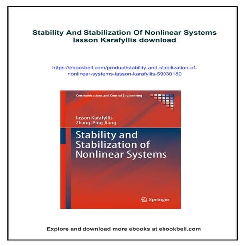 Stability And Stabilization Of Nonlinear Systems Iasson Karafyllis | PDF