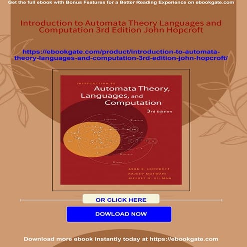 Introduction to Automata Theory Languages and Computation 3rd Edition John Hopcroft | PDF