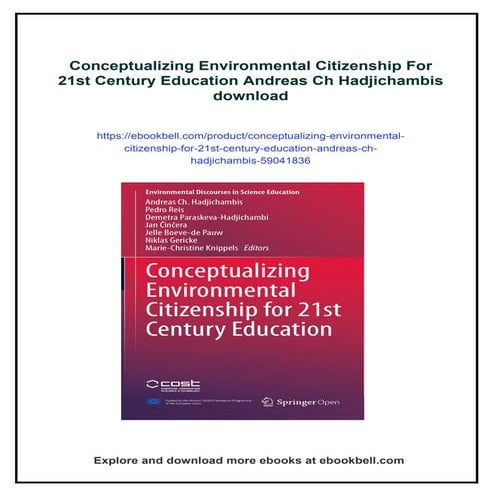 Conceptualizing Environmental Citizenship For 21st Century Education Andreas Ch Hadjichambis | PDF