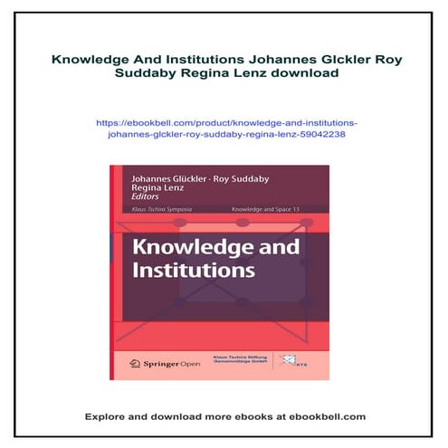 Knowledge And Institutions Johannes Glckler Roy Suddaby Regina Lenz | PDF
