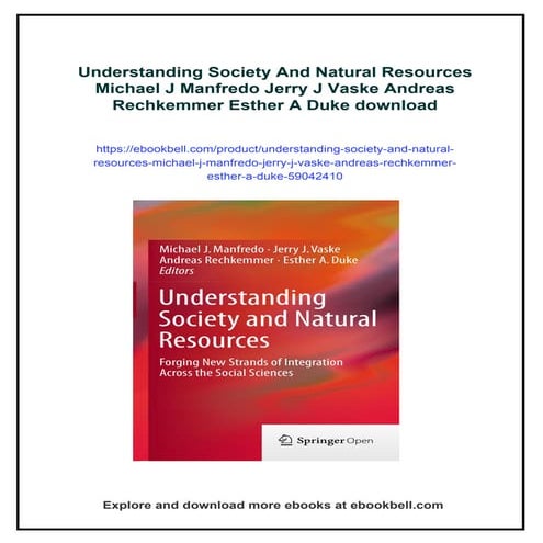Understanding Society And Natural Resources Michael J Manfredo Jerry J ...