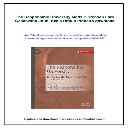 The Responsible University Mads P Srensen Lars Geschwind Jouni Kekle ...