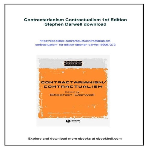 Contractarianism Contractualism 1st Edition Stephen Darwell | PDF