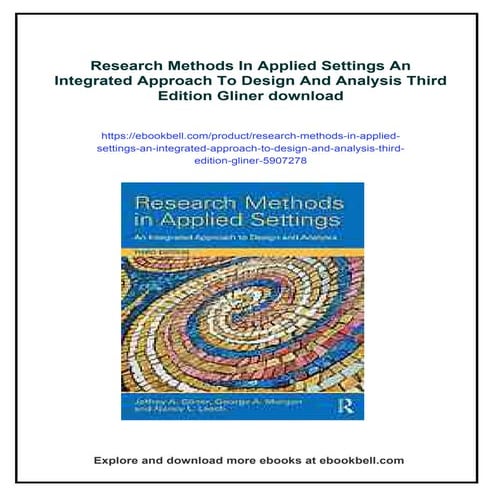Research Methods In Applied Settings An Integrated Approach To Design ...