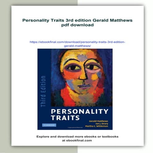 Personality Traits 3rd edition Gerald Matthews | PDF