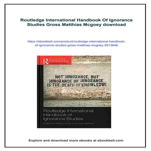 Routledge International Handbook Of Ignorance Studies Gross Matthias ...