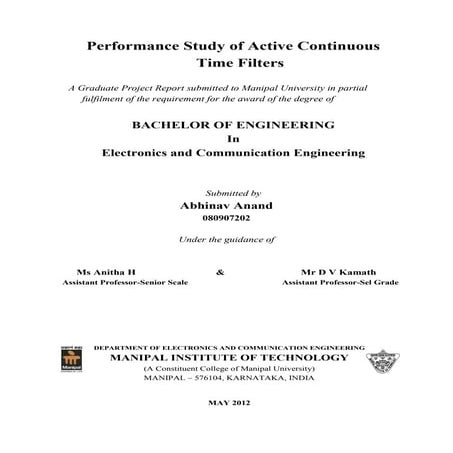Performance Study of Active Continuous Time Filters | PDF