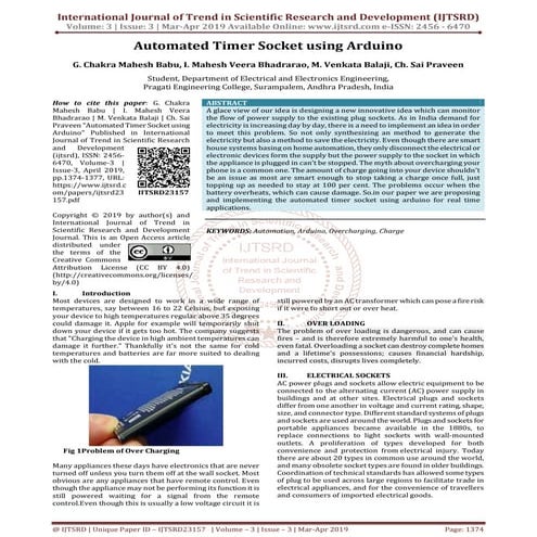 Automated Timer Socket using Arduino | PDF