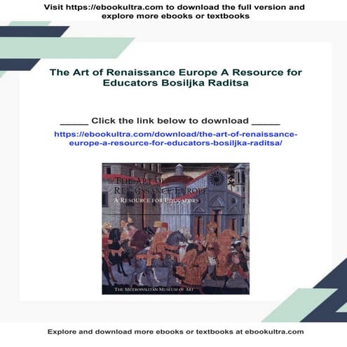 The Art of Renaissance Europe A Resource for Educators Bosiljka Raditsa ...