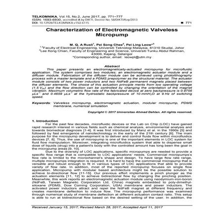 Characterization of Electromagnetic Valveless Micropump | PDF